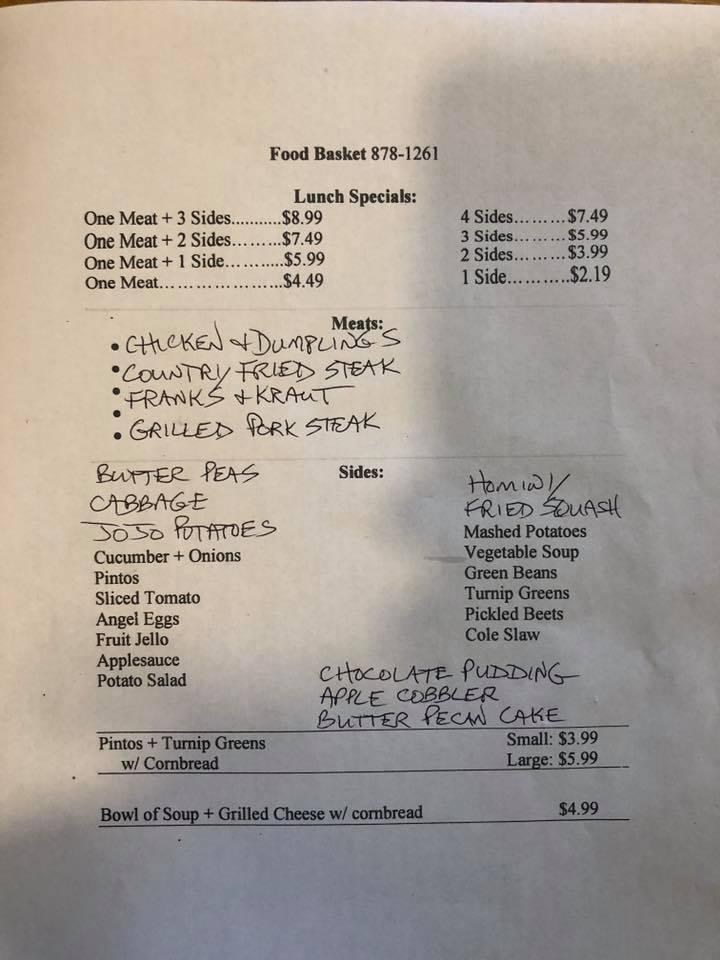 Menu at Food Basket restaurant, Albertville