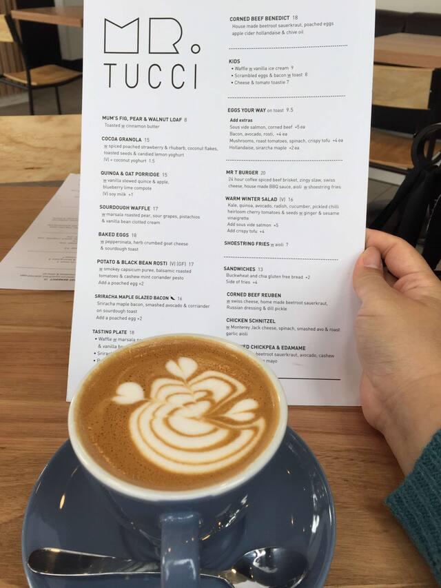 Menu at Mr Tucci cafe, Glen Iris