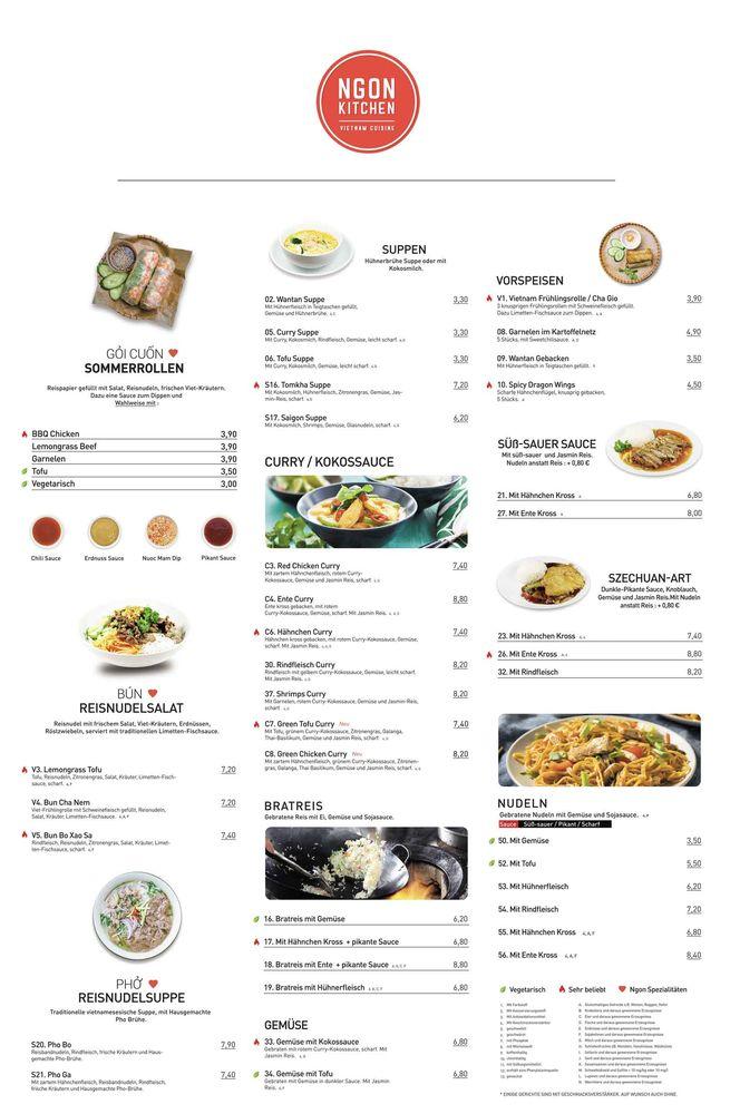 Menu at Ngon Kitchen restaurant, Hanover