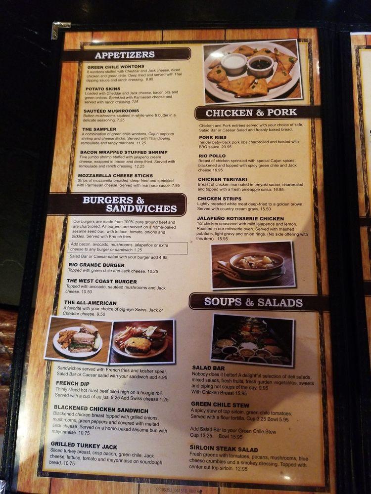 Menu at Cattle Baron, Hobbs