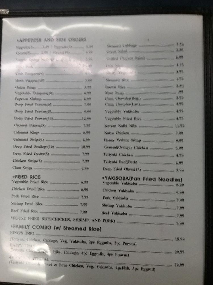 Menu at King's Fish & Chips restaurant, Port Orchard