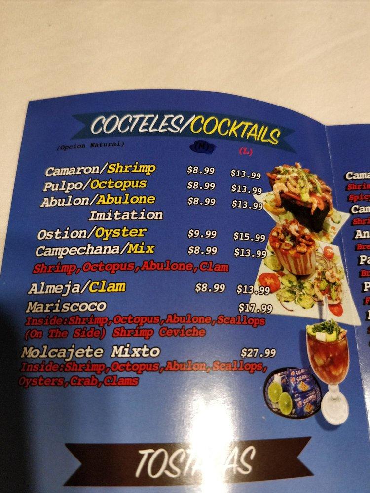 Menu at Mariscos Villa Del Mar restaurant, La Mirada