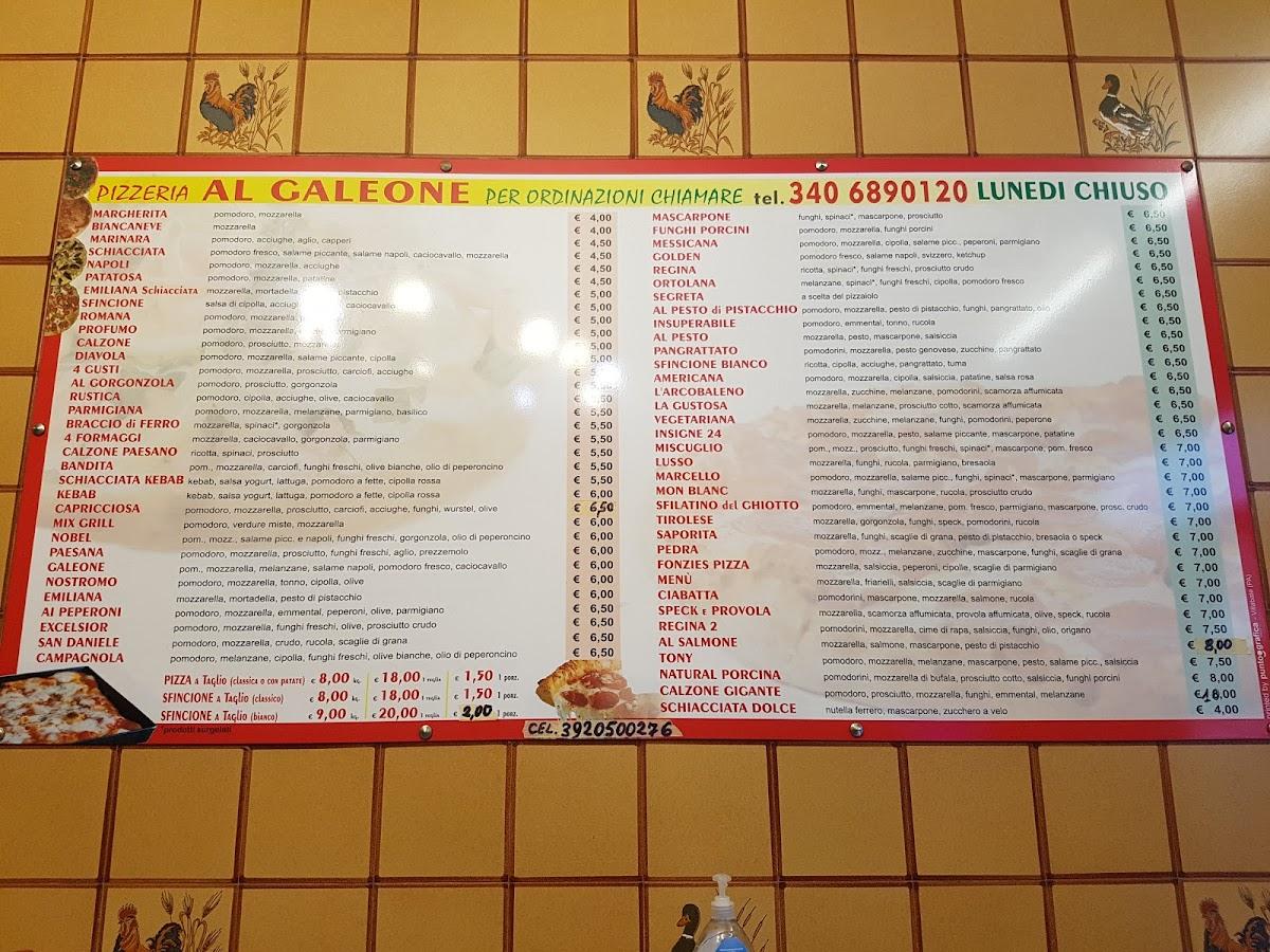 Menu da AL GALEONE ristorante, Palermo, Via Messina Marine