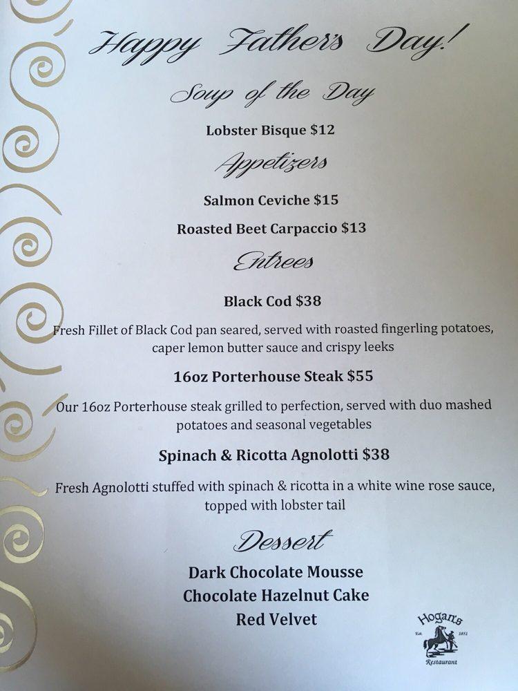 Menu at Hogan's Restaurant, King City
