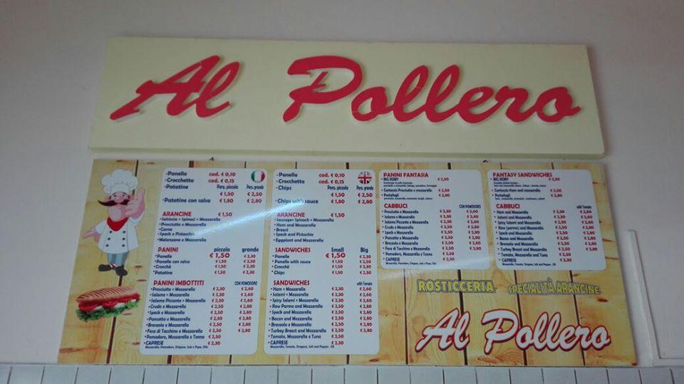 Carta del restaurante Pollero da Roberto, Trapani
