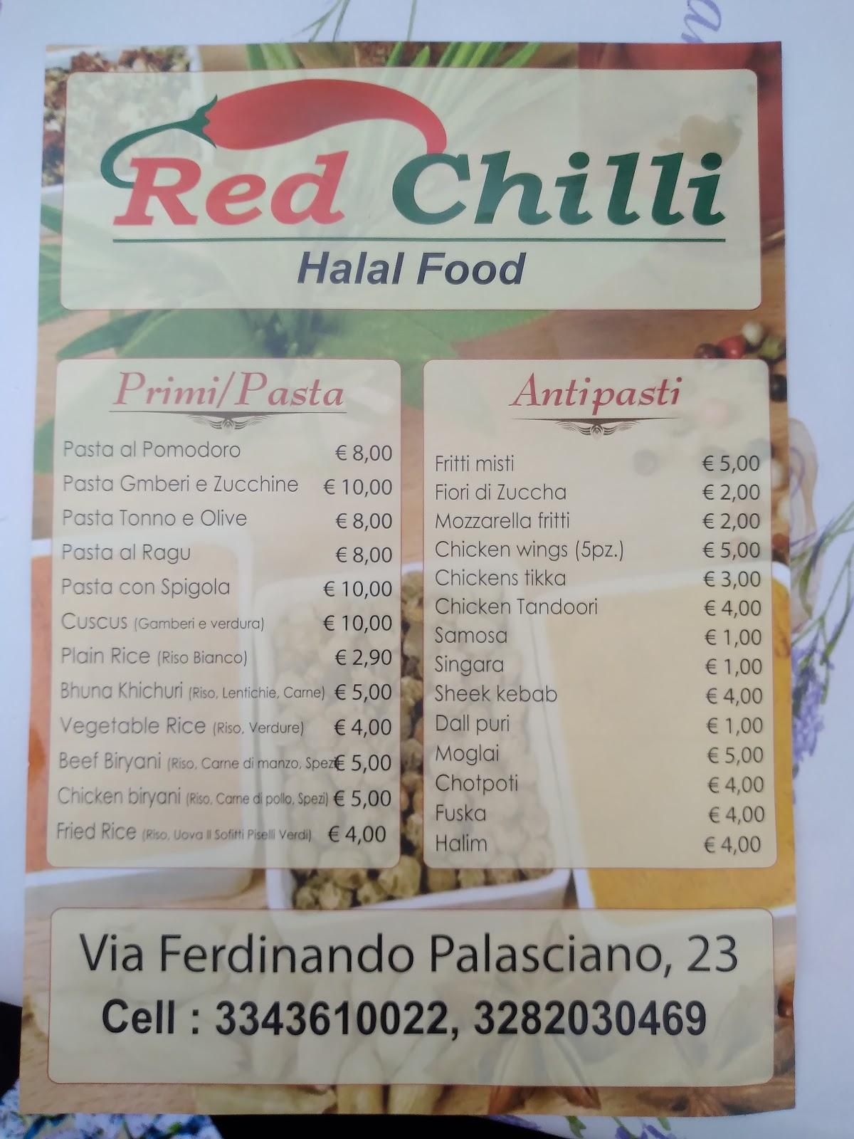 Speisekarte von Red Chilli Restaurant, ROM