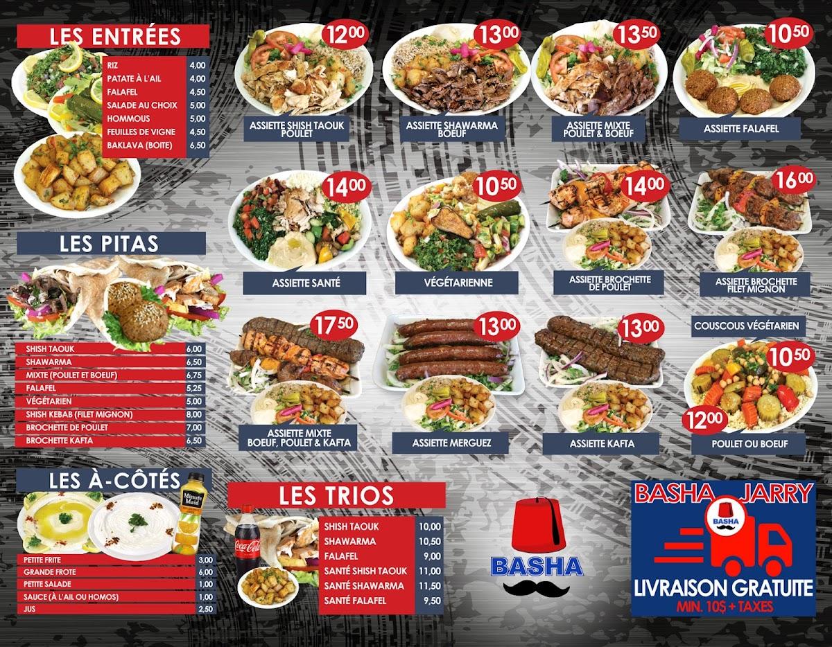 Menu au Restaurant Basha Jarry (St-Léonard), Montréal, Rue Jarry E