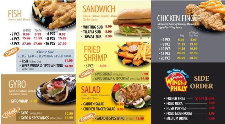 Menu at Super Wings & Philly restaurant, Jacksonville