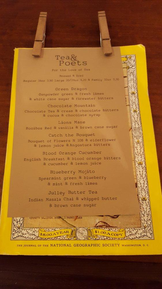 Menu at Tea & Poets cafe, South Miami, Sunset Dr Unit 126