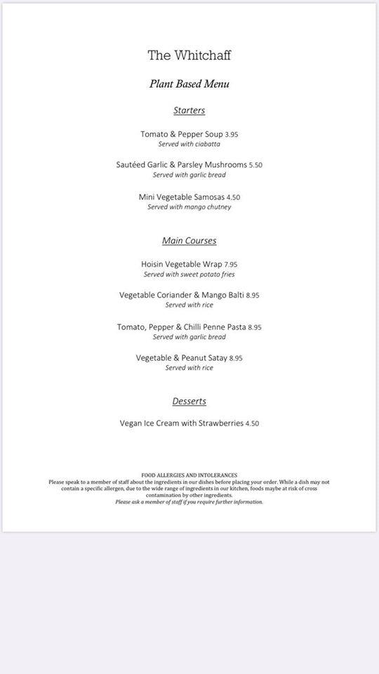 Menu at The Whitchaff Inn pub & bar, Rawtenstall