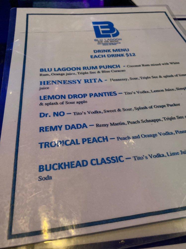 Menu at Blu Lagoon Bar and Bistro, Atlanta