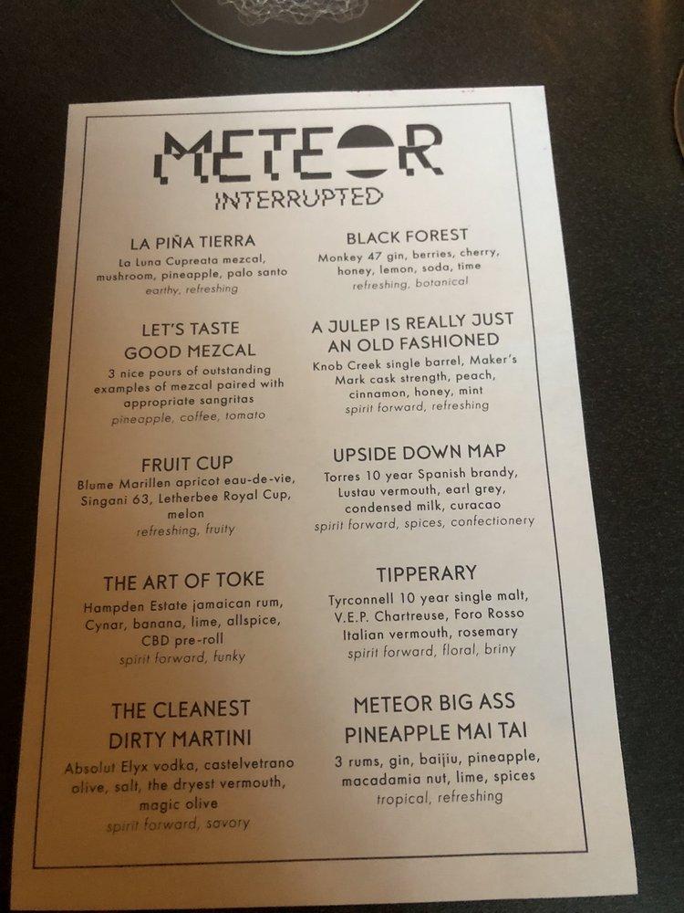 Menu at Meteor pub & bar, Minneapolis