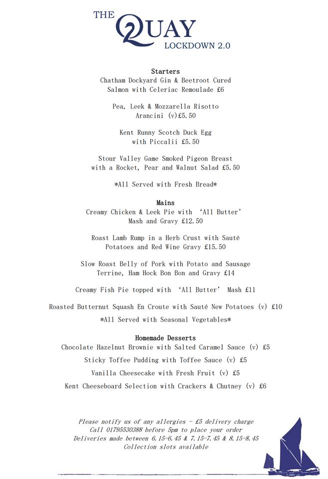 Menu at The Quay pub & bar, Faversham