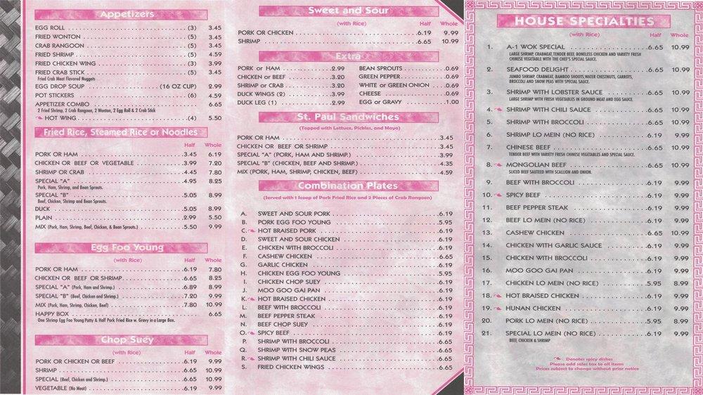 A 1 Wok Menu , Menu for A-1 WOK RESTAURANT in St. Louis, MO – GAWPGS