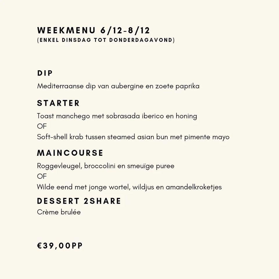 Menu at Sensi Concepts, Kalmthout