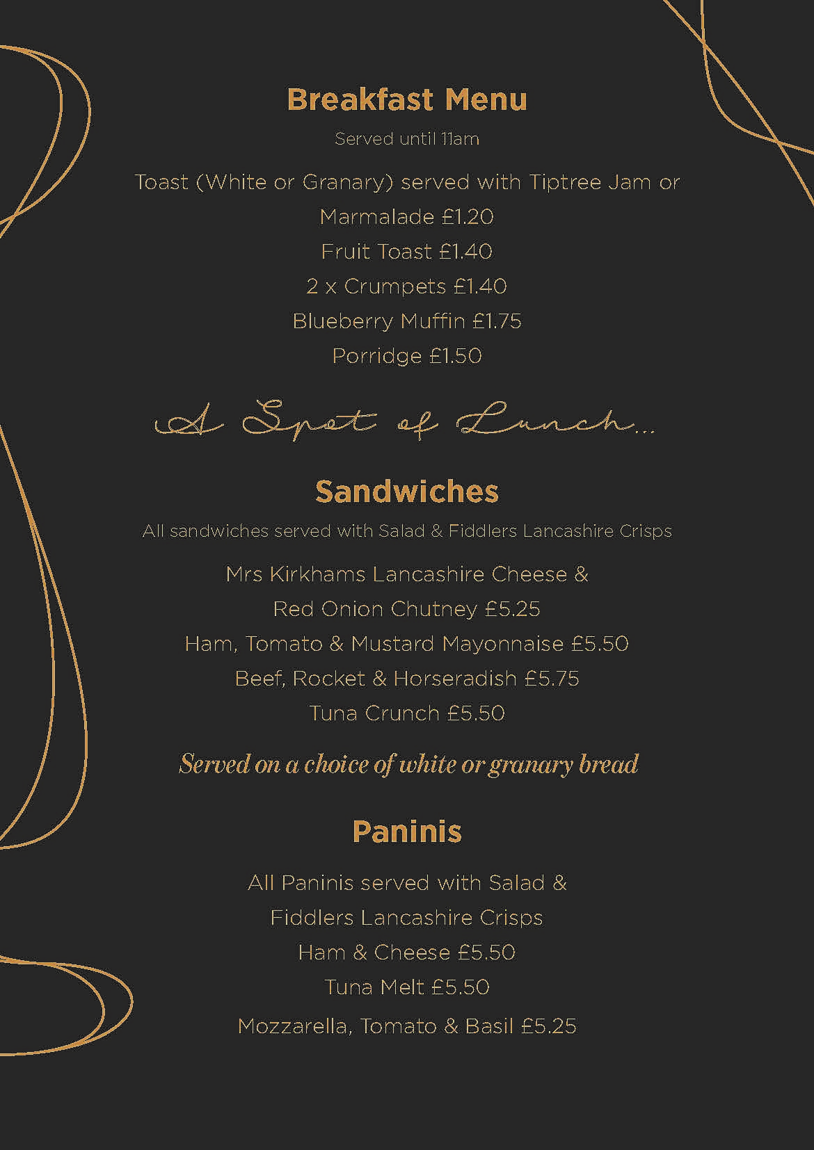 Menu at The Hideout Leyland, Leyland