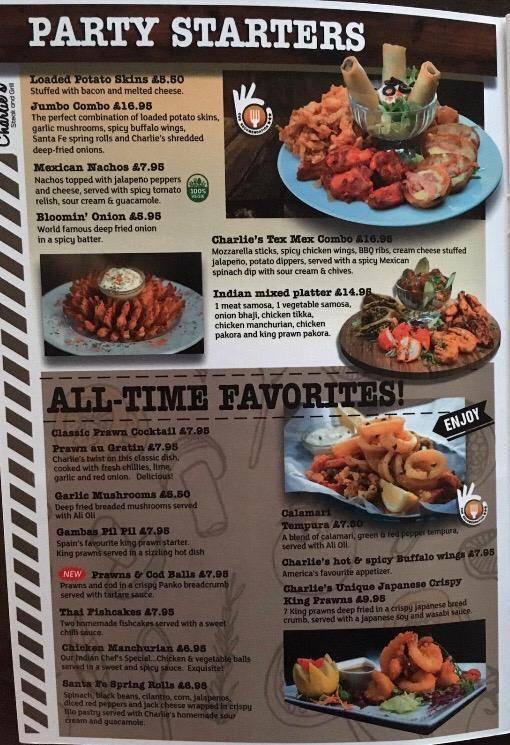 Menu at Charlie's Steak House And Grill pub & bar, Gibraltar