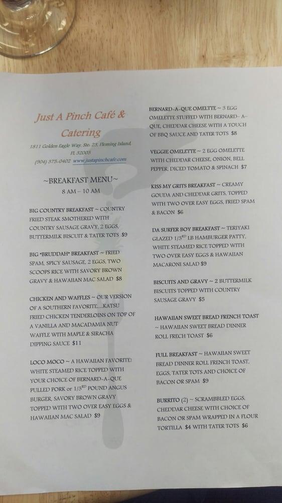 Carta de Just A Pinch Cafe & Catering, Fleming Island