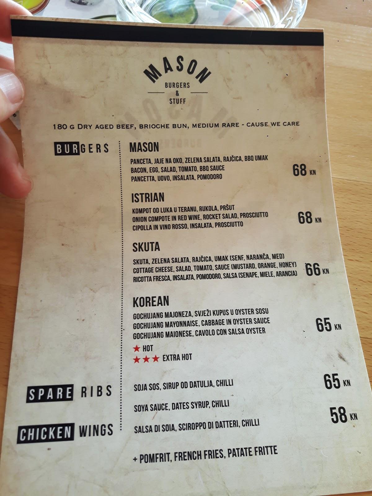 Menu at Paradiso Beach Bar, Peroj
