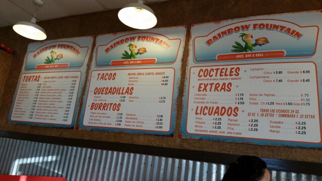 Menu at Rainbow Fountain pub & bar, El Paso, 201 S Americas Ave