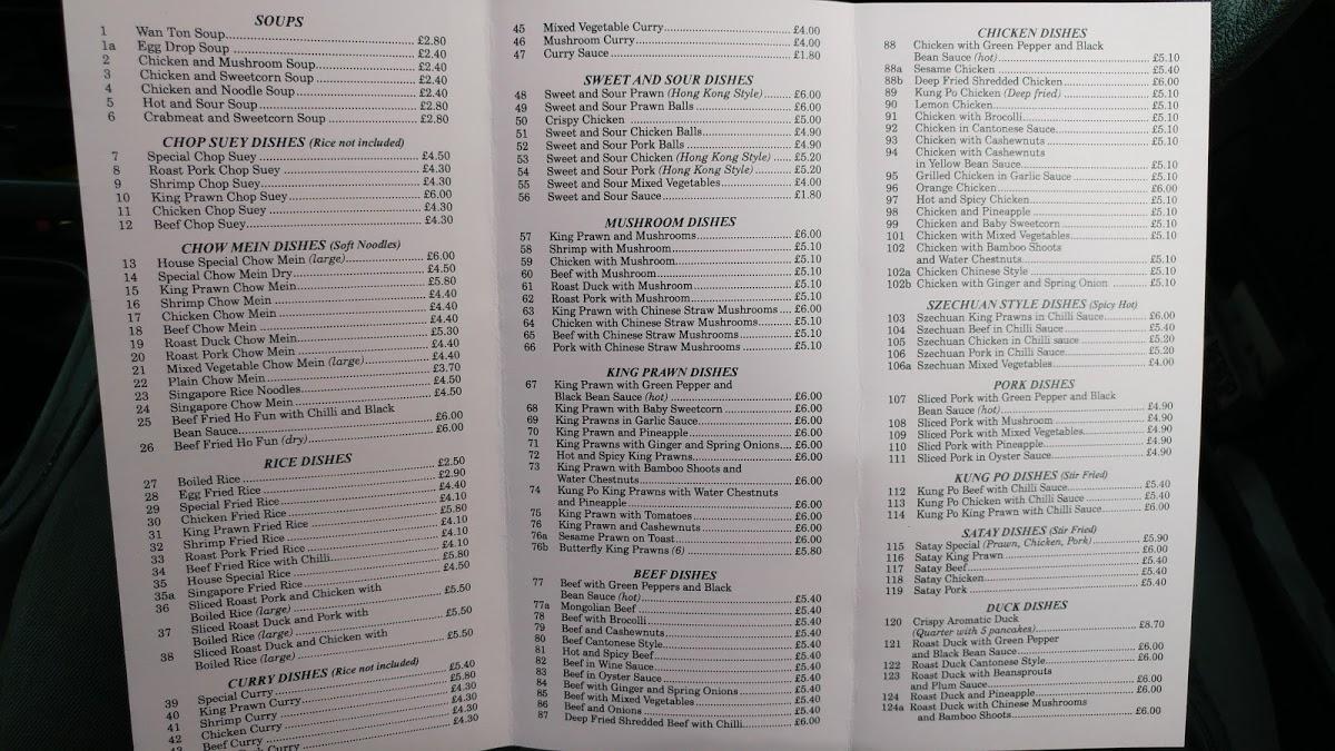 Menu at Rising Star fast food, Brandon