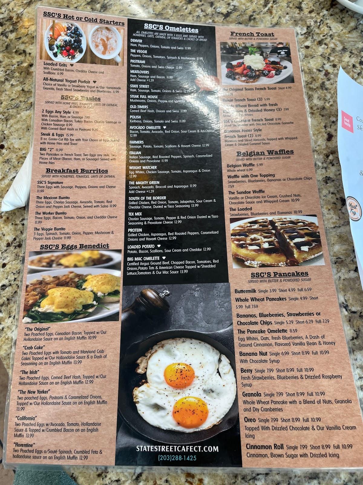 Menu at State Street Cafe, North Haven, 346 State St
