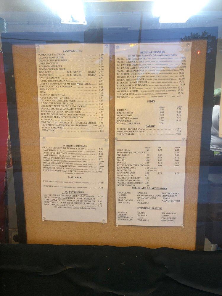 Menu at The Malt Shop fast food, Natchez