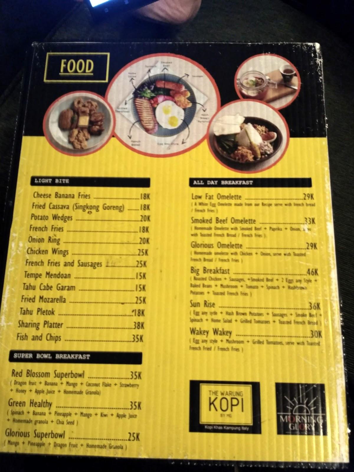 Menu at The Warung Kopi By MG cafe, Bandung