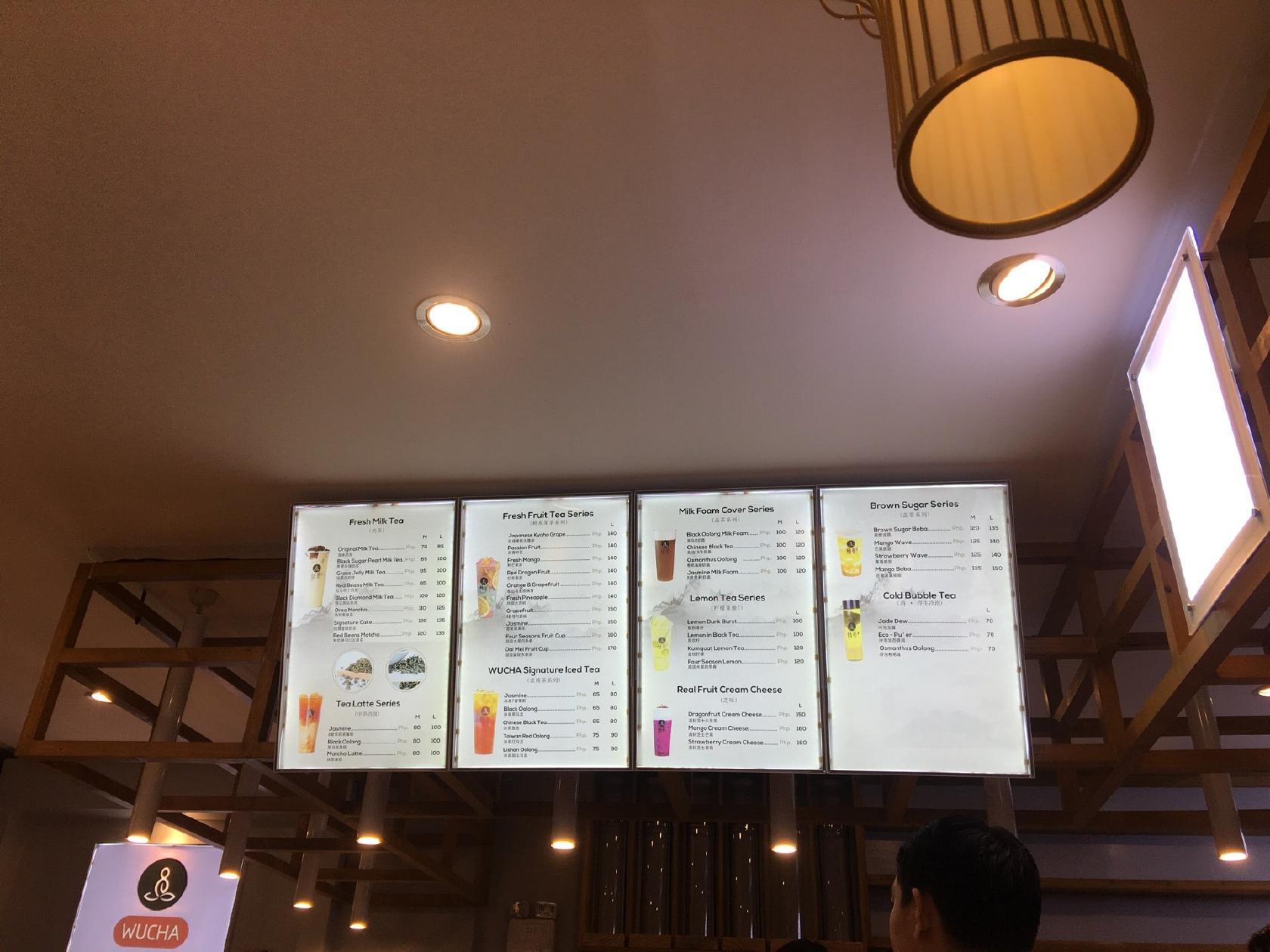 Menu at Wucha cafe, Cebu City
