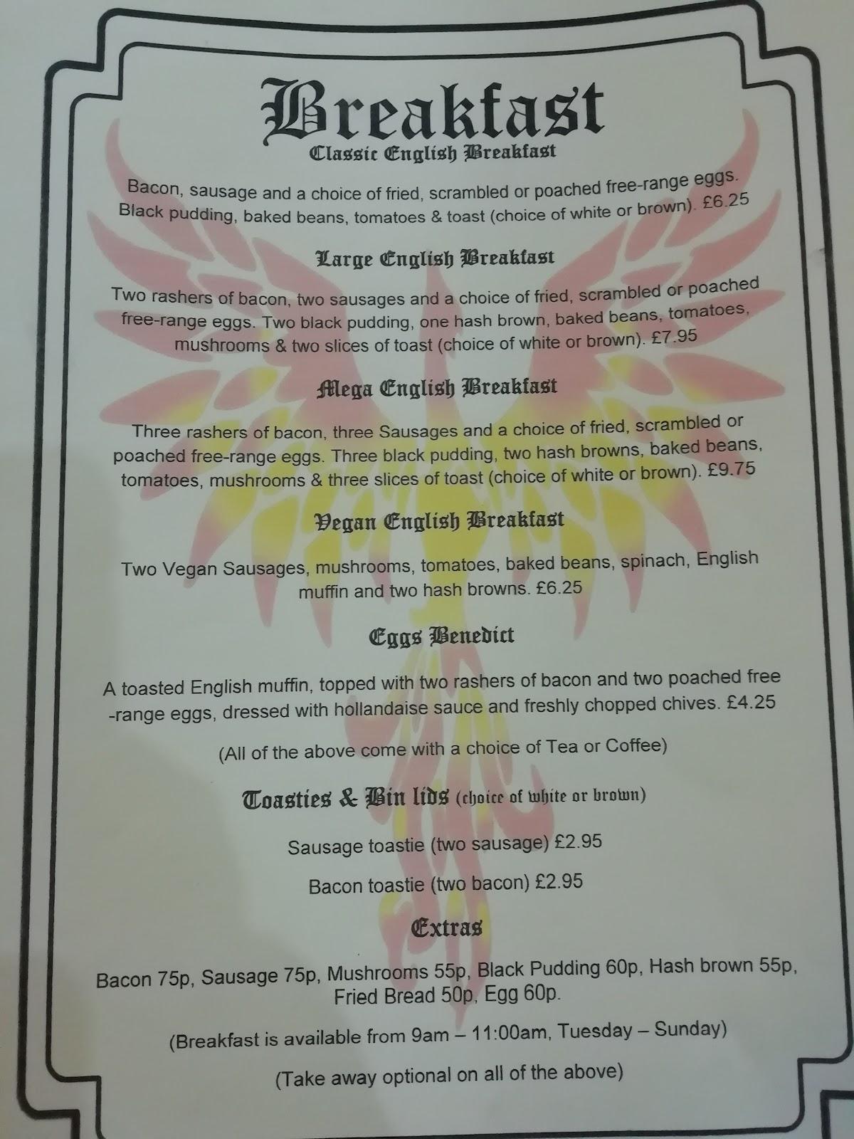 Menu at The Phoenix Bar and Grill, Wallasey