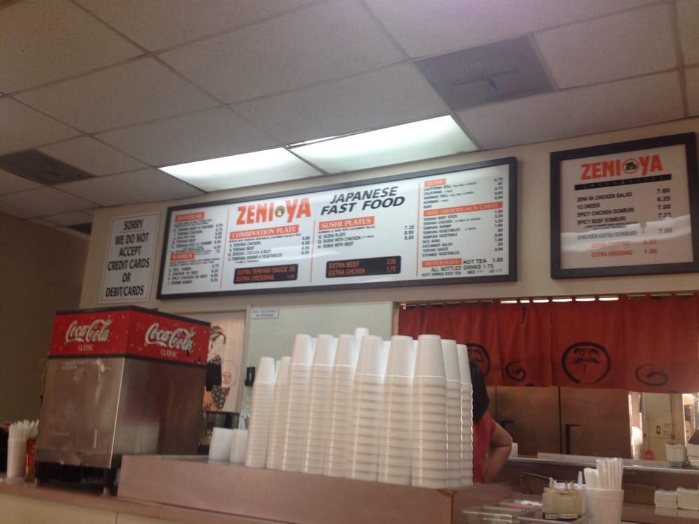 Menu at Zeni-Ya Japanese Fast Food, Fresno