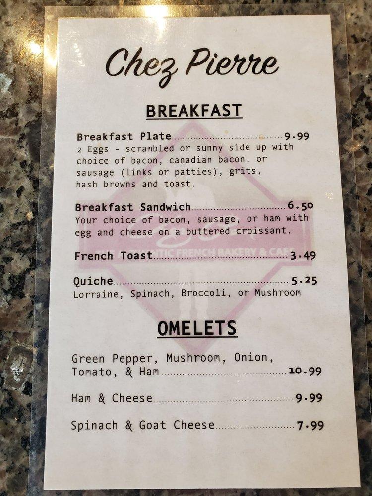 Menu at Chez Pierre Bakery Lakeview, New Orleans, 141 Harrison Ave