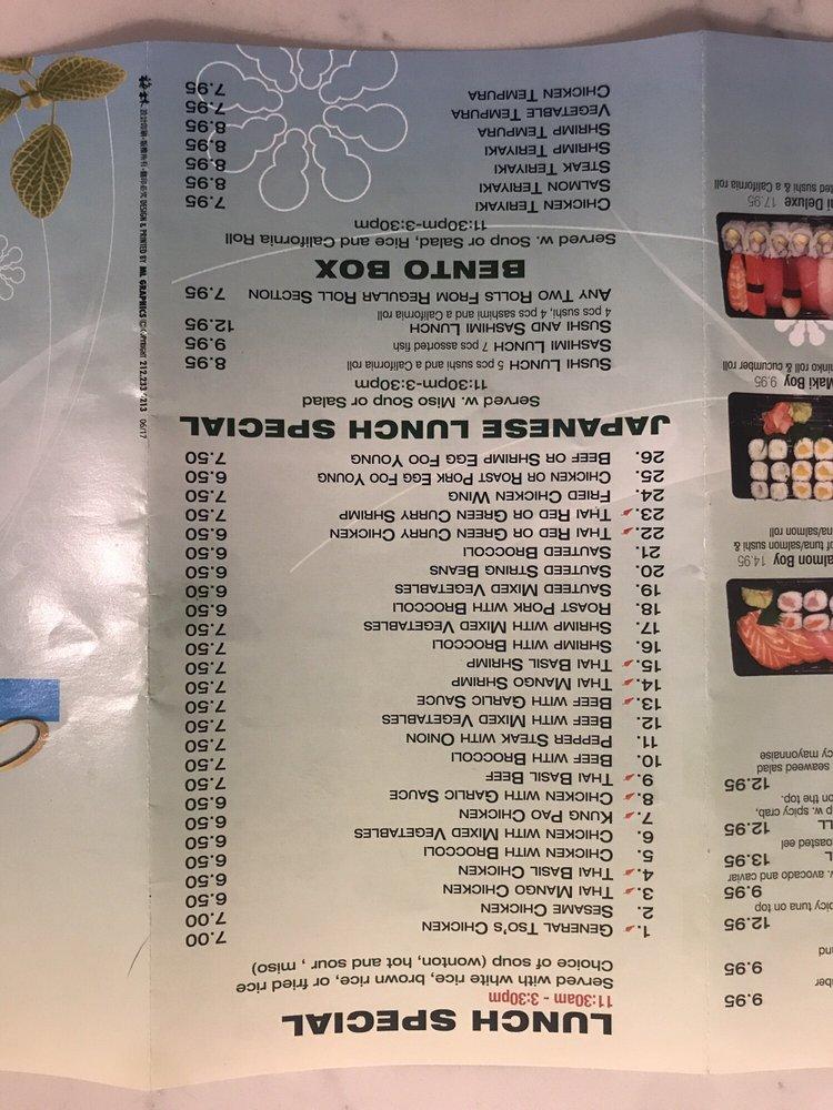 Menu at Jr. Asian Fusion restaurant, Long Beach