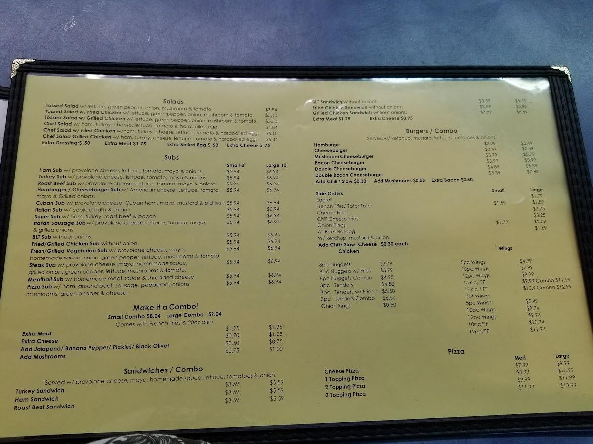Menu at Steve's Pizza & Hot Subs pizzeria, Carthage