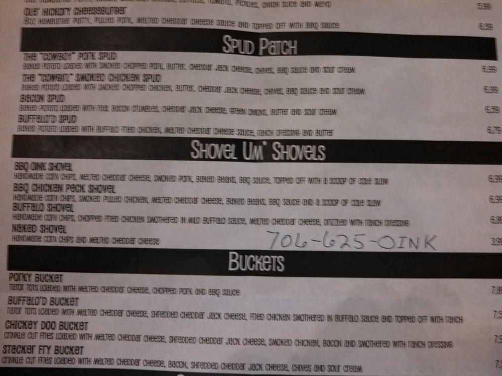 Menu at Thatcher's BBQ, Calhoun