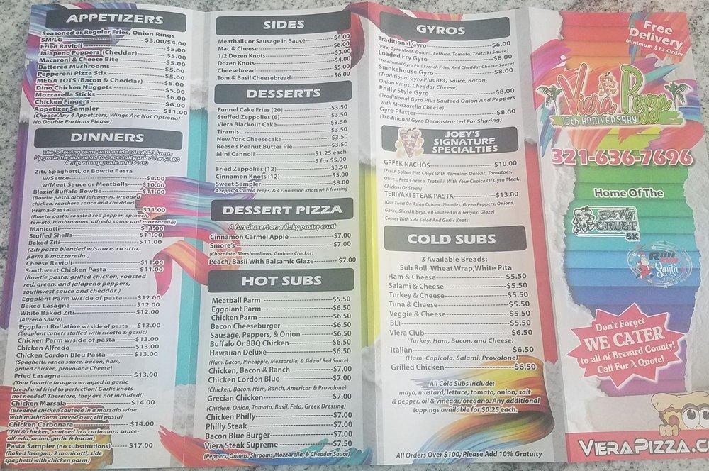 Menu at Viera Pizza pizzeria, Melbourne, Stadium Pkwy