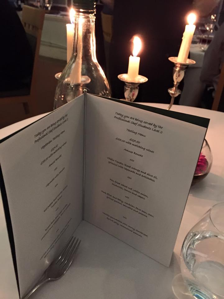 Menu at Vincent Rooms restaurant, London, 76 Vincent Square