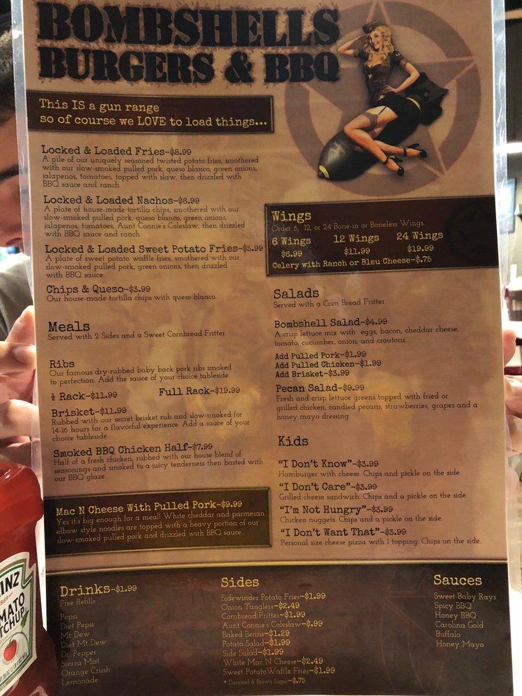 Menu at Bombshells Burgers & BBQ, Huntington