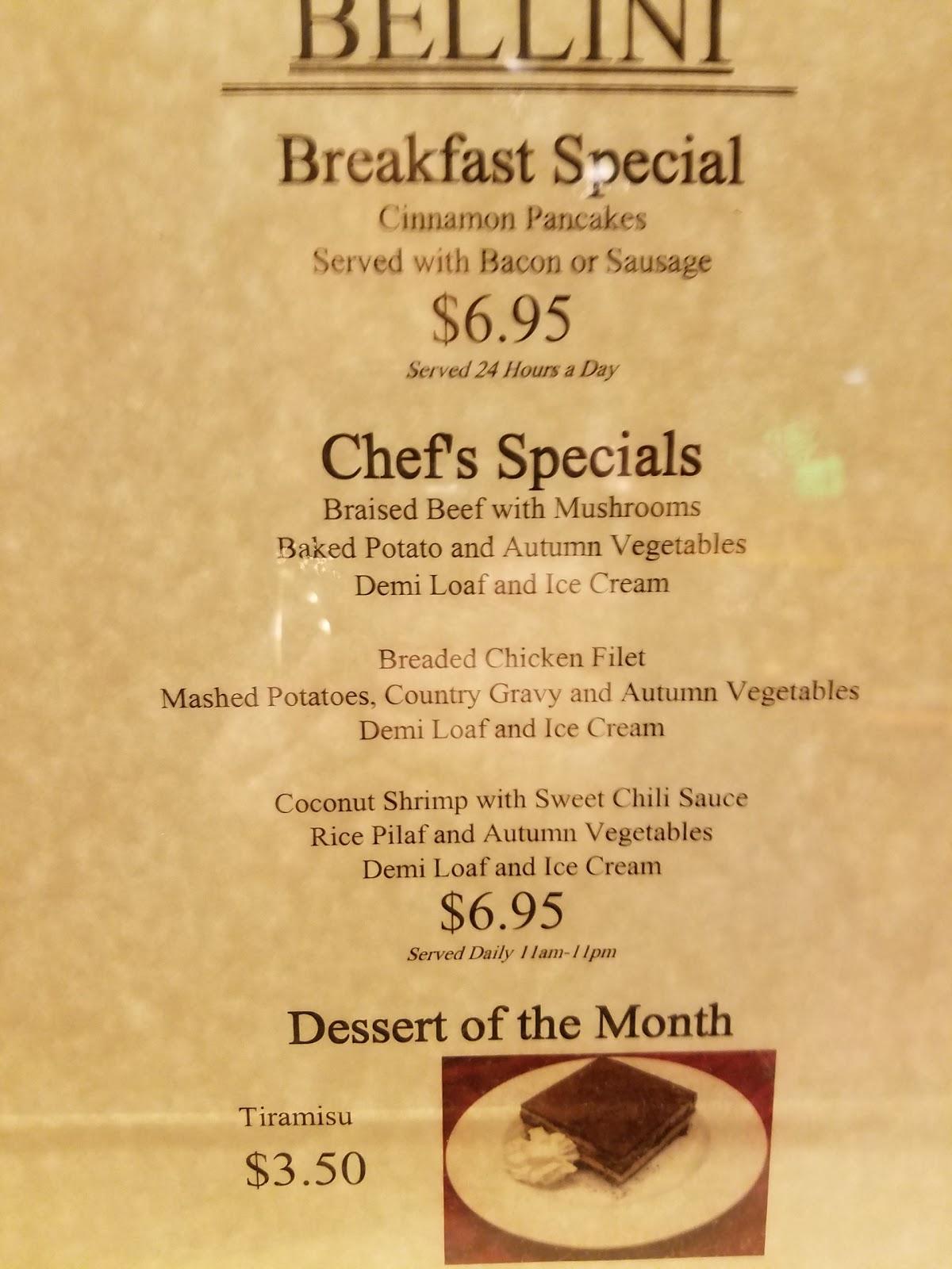 Menu at Café Bellini cafe, Sparks