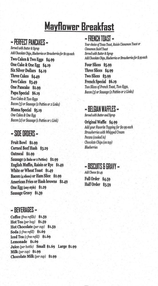 Menu at Mayflower Family Restaurant, Dunlap