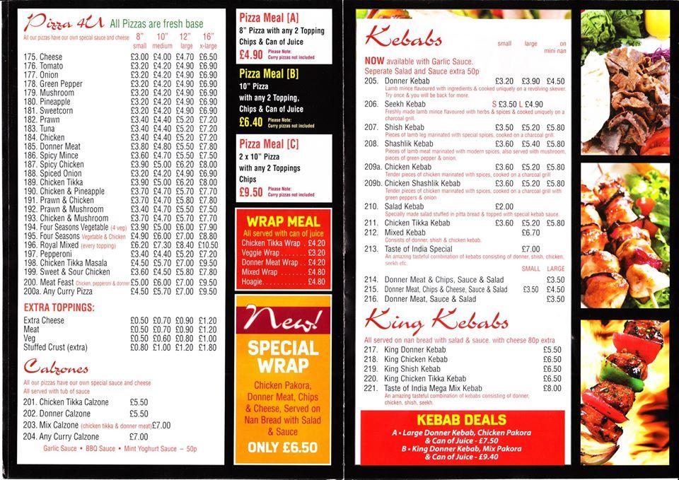 Menu at Taste Of India fast food, Irvine