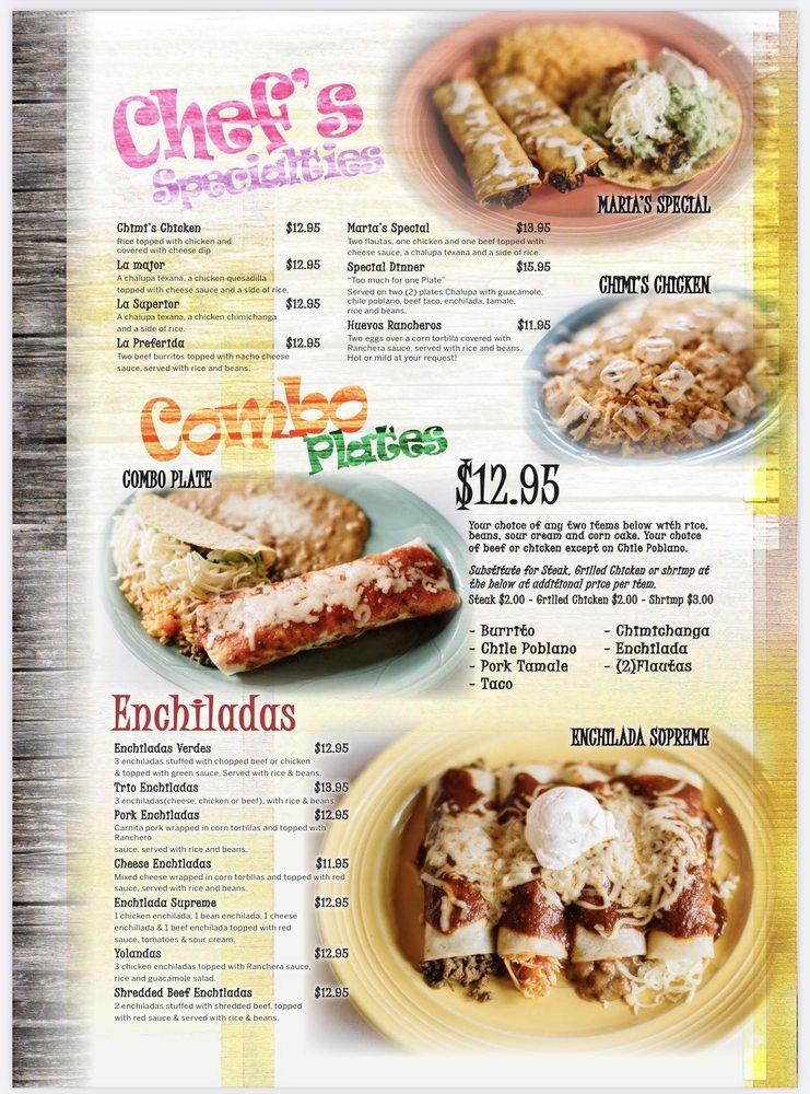 Menu at Chimi's Fresh-Mex restaurant, Overland, Woodson Rd