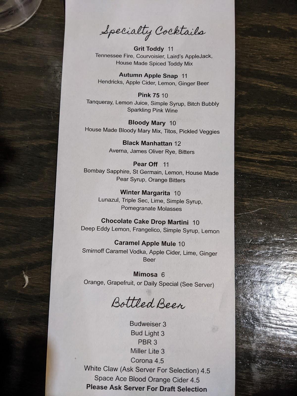 Menu at Grit 2C pub & bar, Caldwell