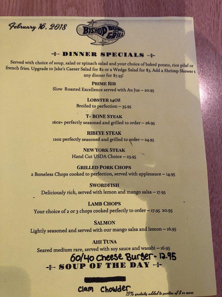Menu at Back Alley Bowl & Grill pub & bar, Bishop