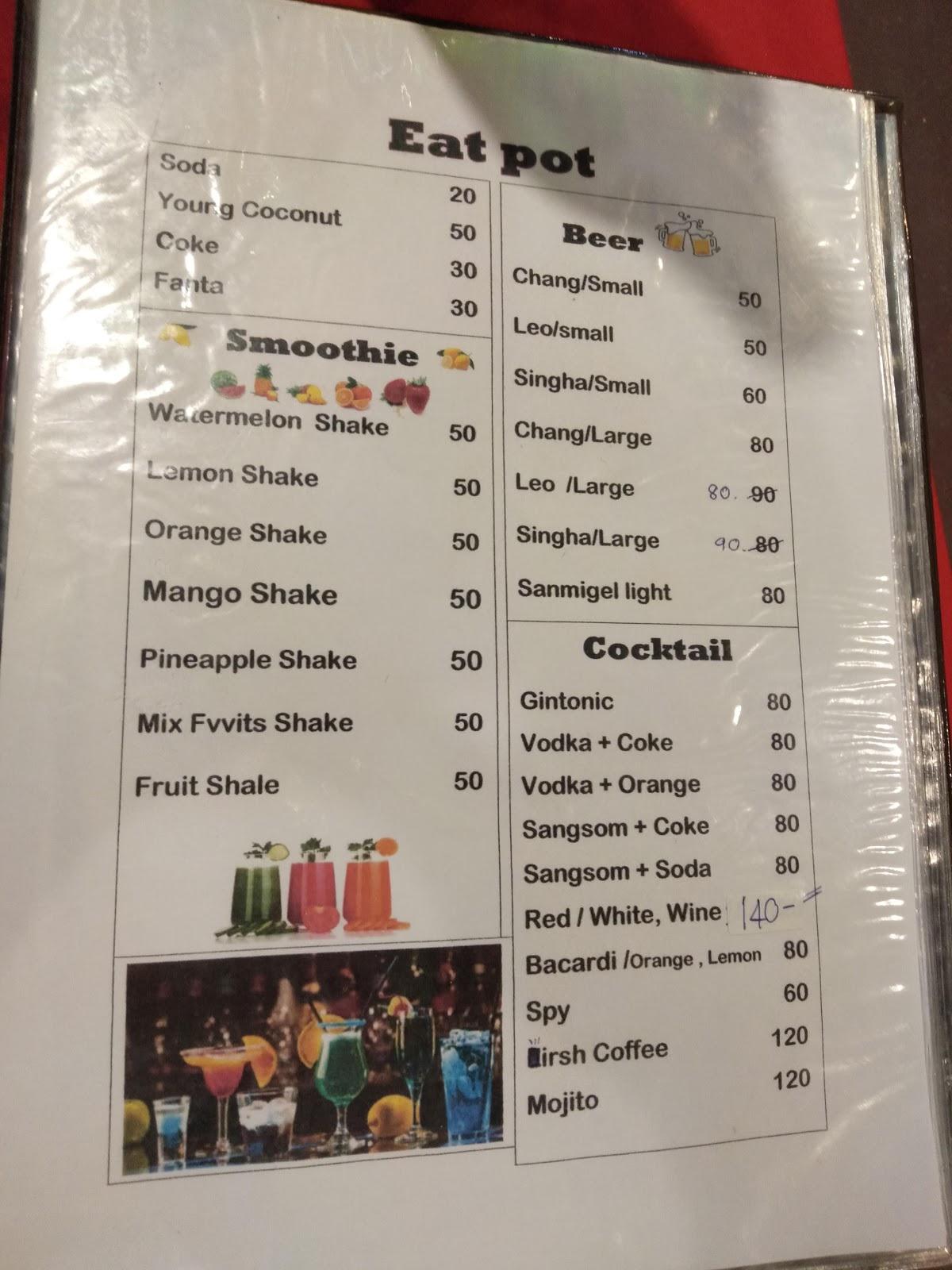 Menu at 2 Steps Hua Hin restaurant, Hua Hin