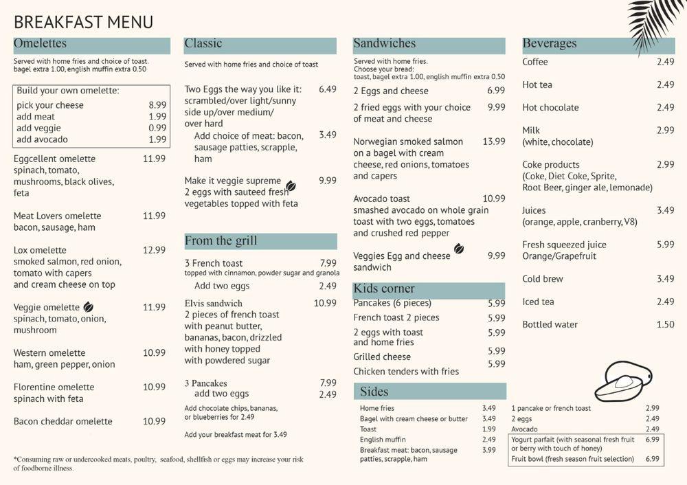 Menu at Eggcellent restaurant, Lewes