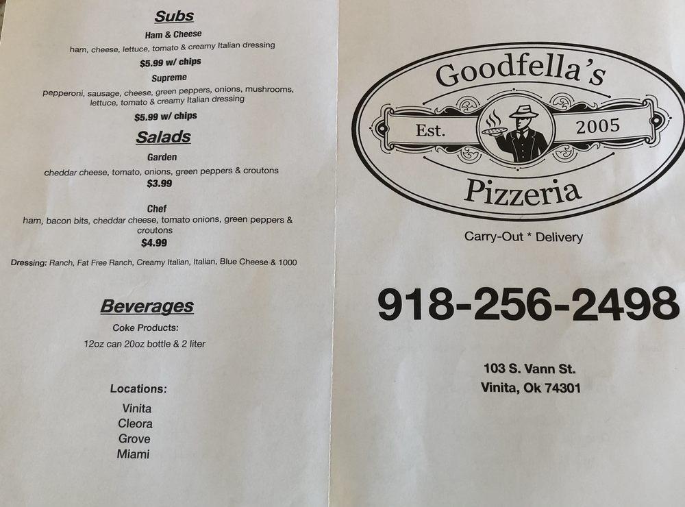 Menu at Goodfellas Pizzeria, Vinita