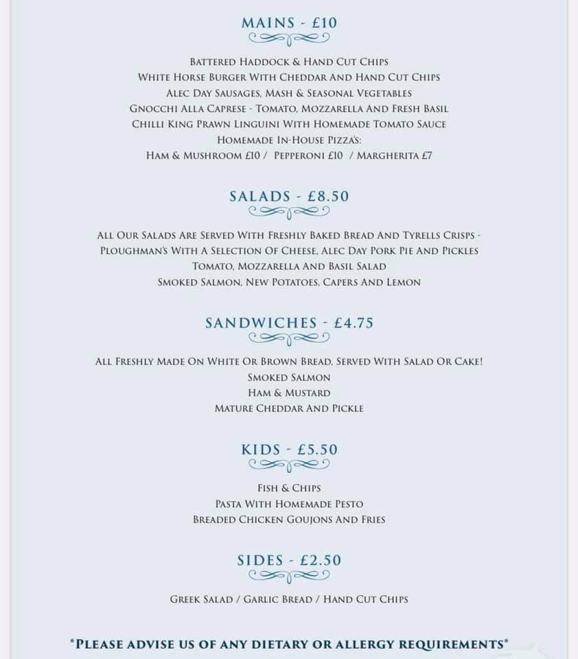 Menu at The White Horse pub & bar, Peterborough