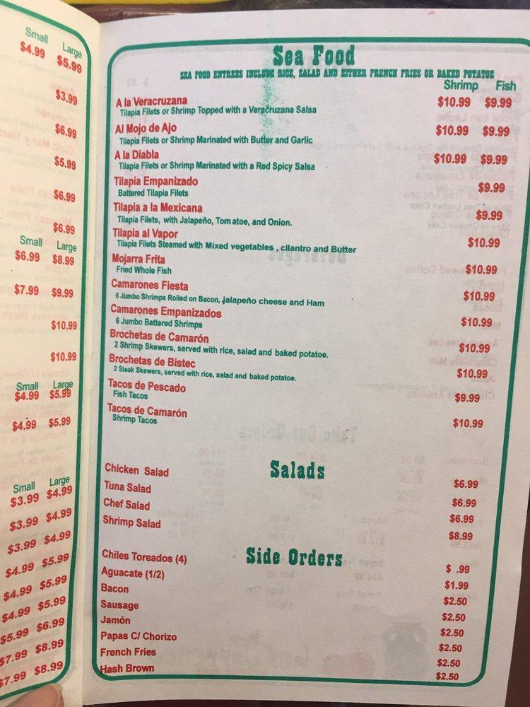 Carta del restaurante Los Jarrones, Canutillo, Doniphan Dr