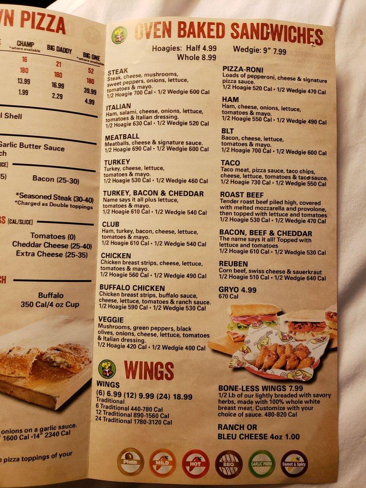 Menu at Fox's Pizza Den pizzeria, DuBois